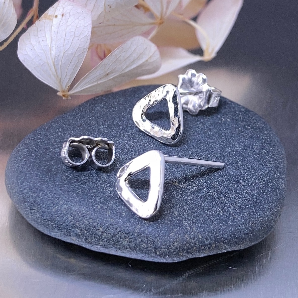 triangle wire posts | Argentium silver earrings | A & R Jewellery