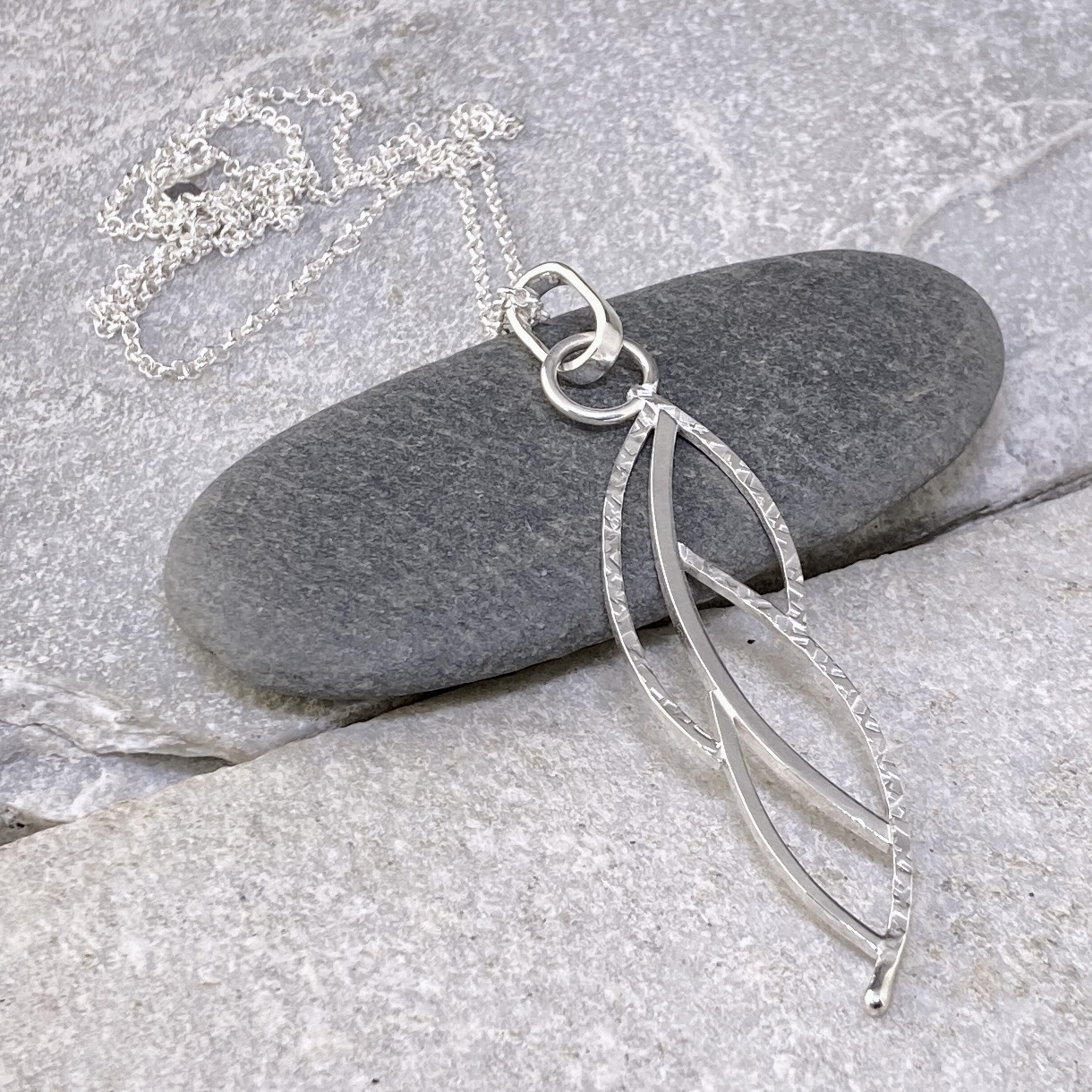 Hanging Willow Leaf Pendant | Argentium Silver | A & R Jewellery
